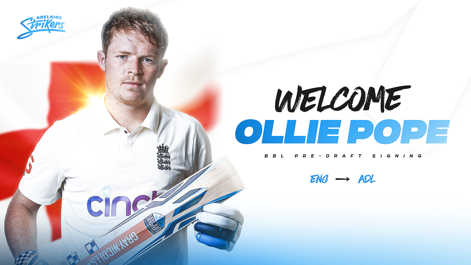 English Test Captain Ollie Pope Becomes a Striker | Adelaide Strikers